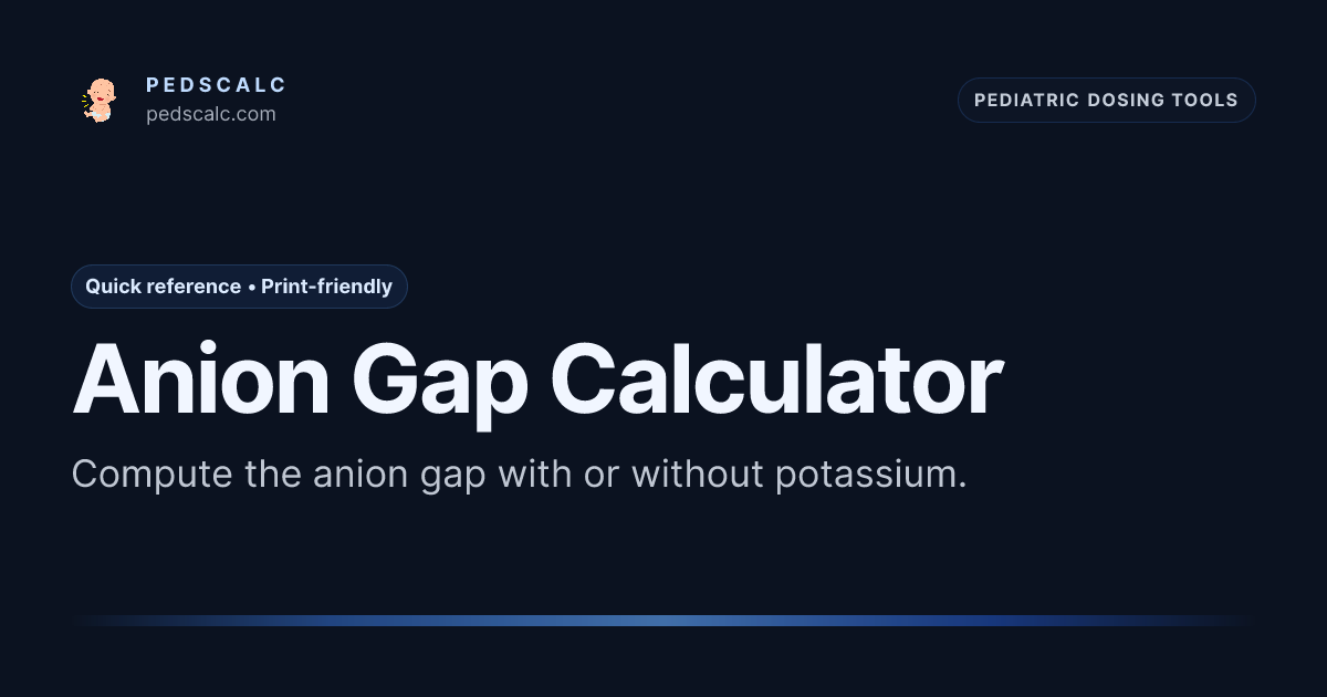 Anion Gap Calculator | Calculate AG from Na Cl HCO3