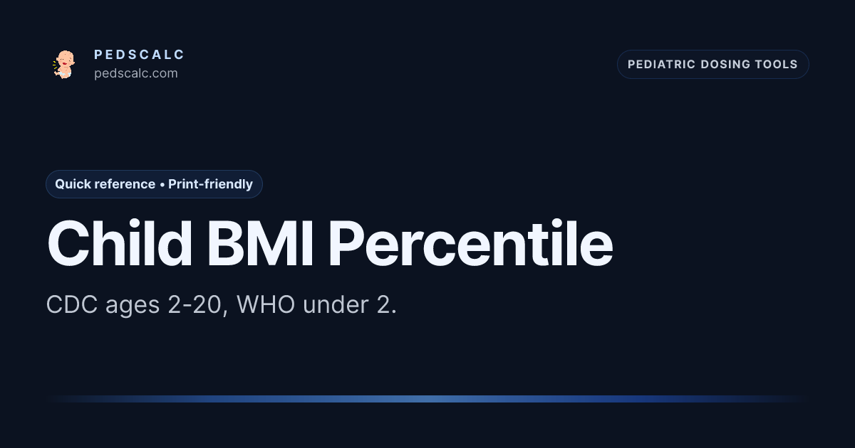 Child BMI percentile calculator (CDC/WHO)