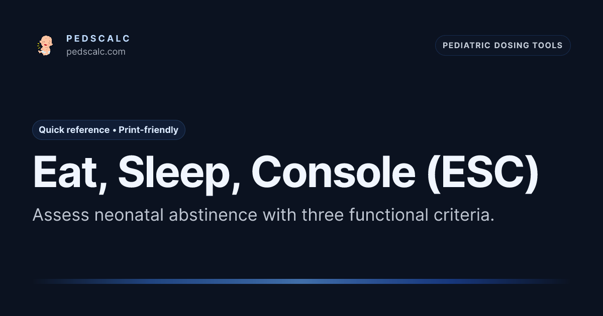 Eat sleep console calculator | PedsCalc
