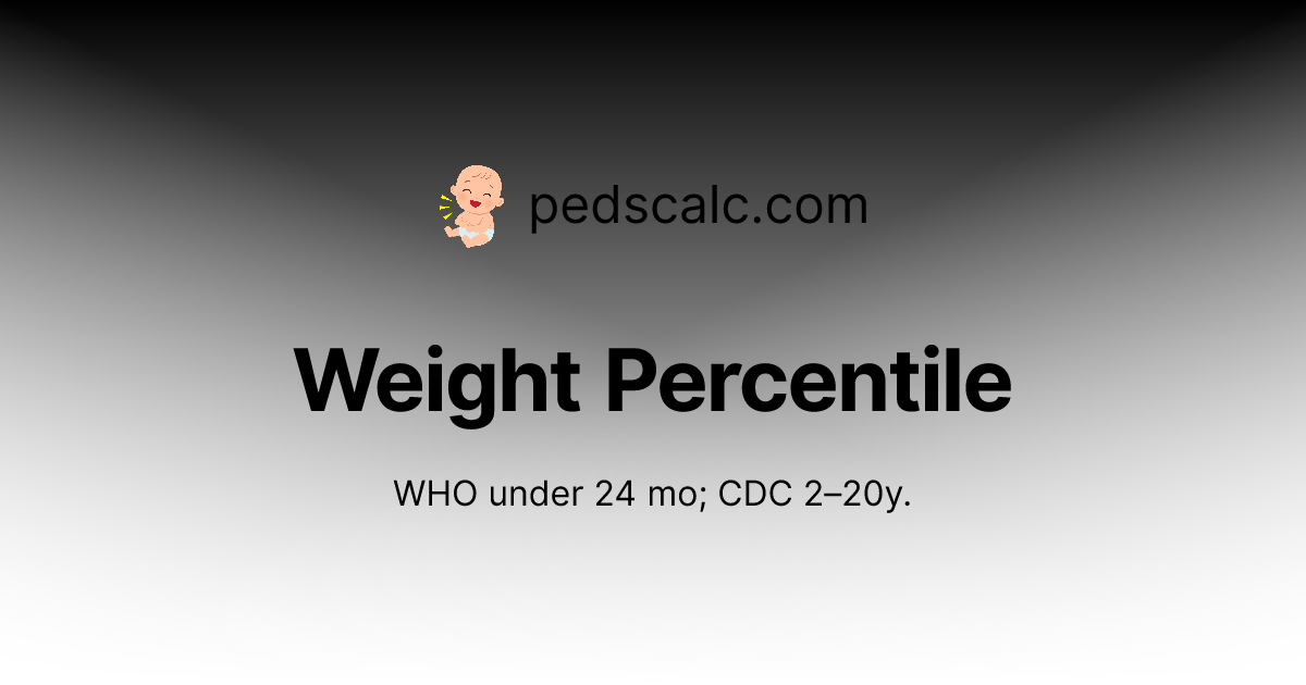 Weight Percentile (CDC/WHO) | PedsCalc