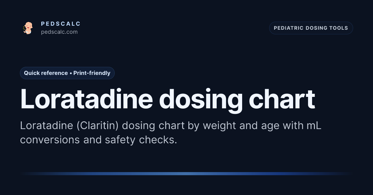 Loratadine dosing chart by age (Claritin)